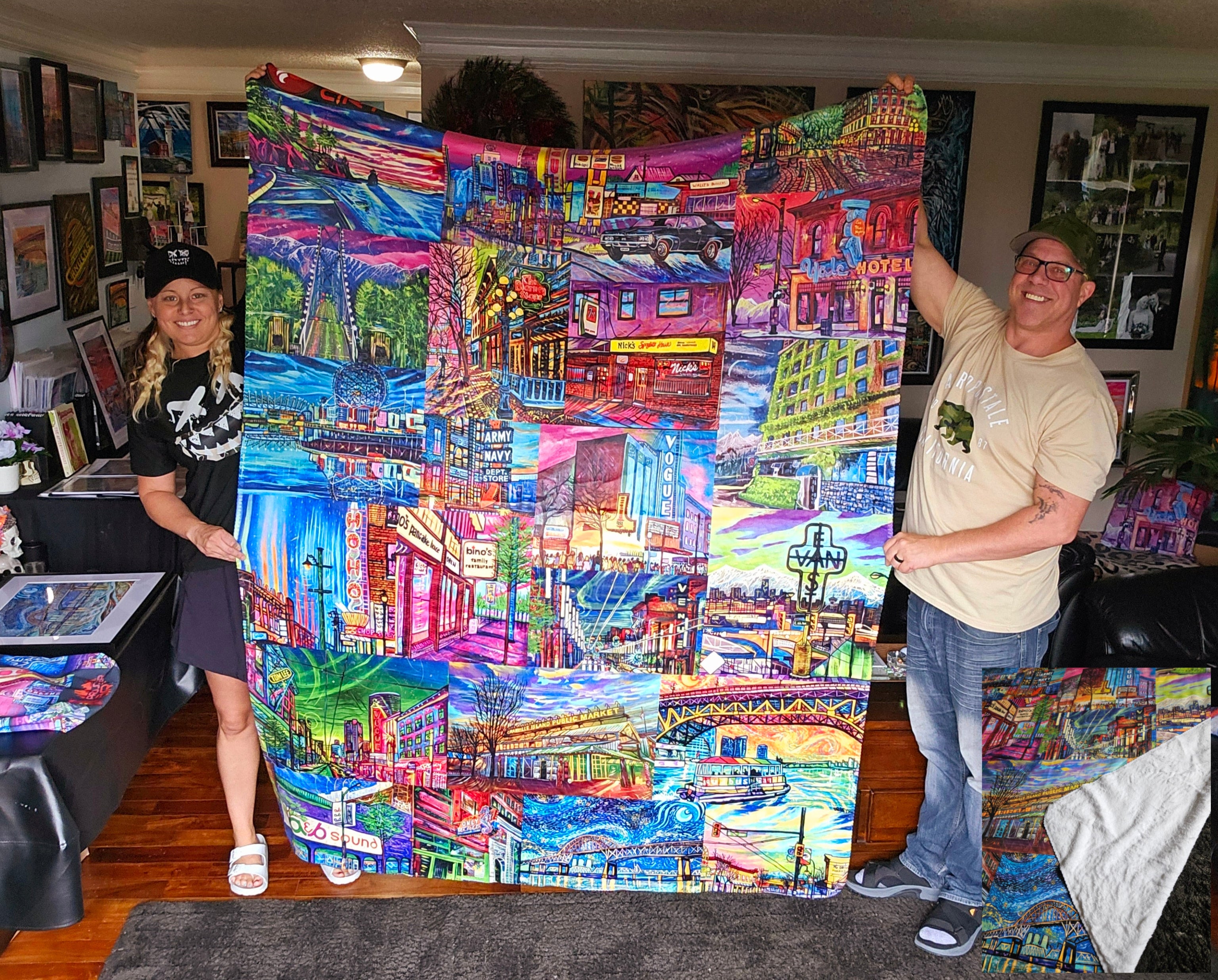 Vancouver Collage Art blanket, 80 x 60 inch | ProsserArt