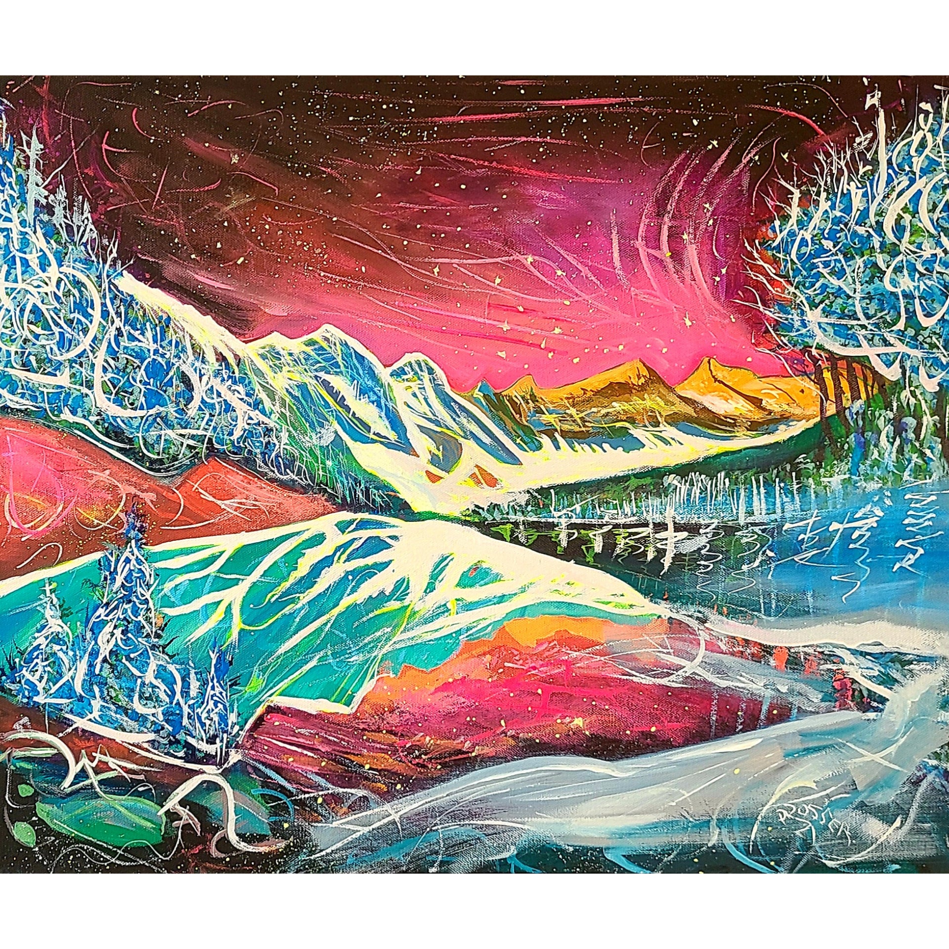 'Evening Glow' Original 24 inch by 20 inch uv reactive painting ...