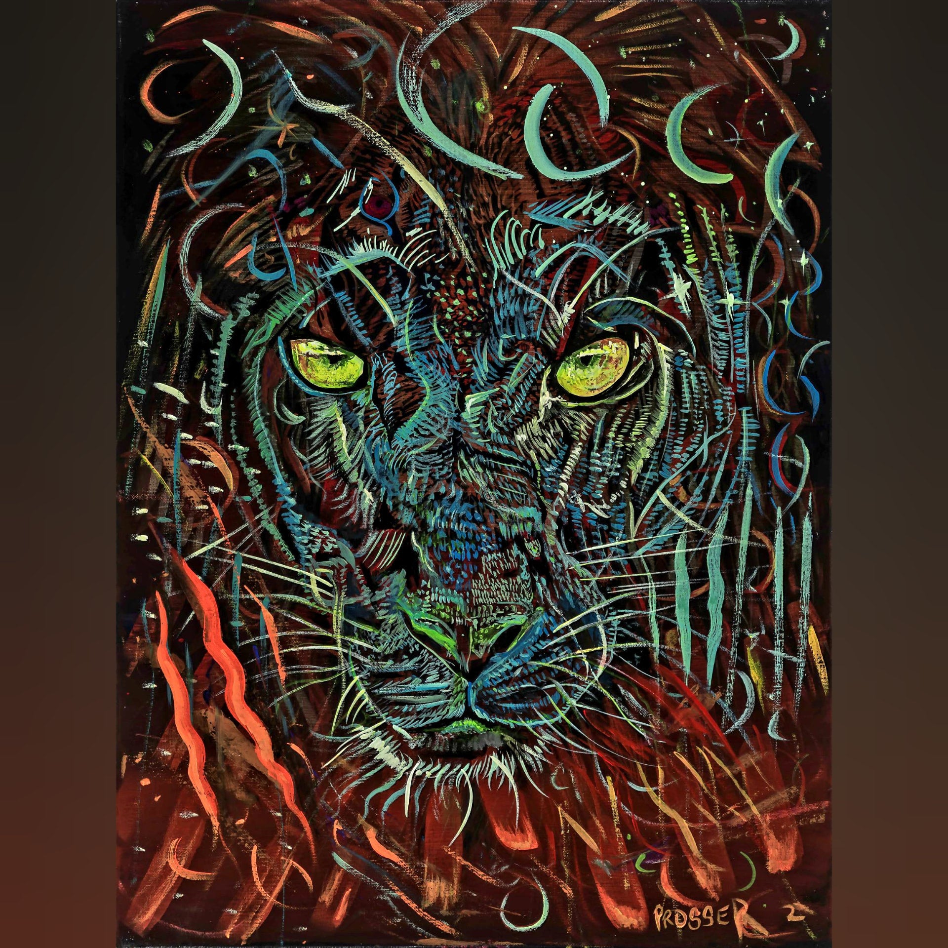 'Pantherize, 24" by 18" UV Color Changing Original Art, Acrylic ...